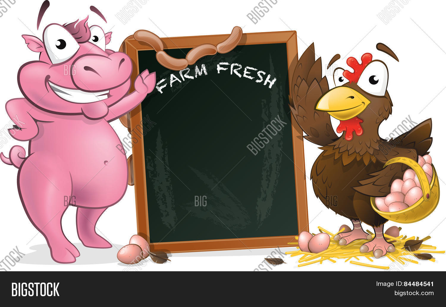Cute Chicken Pig Sign Vector & Photo (Free Trial) | Bigstock