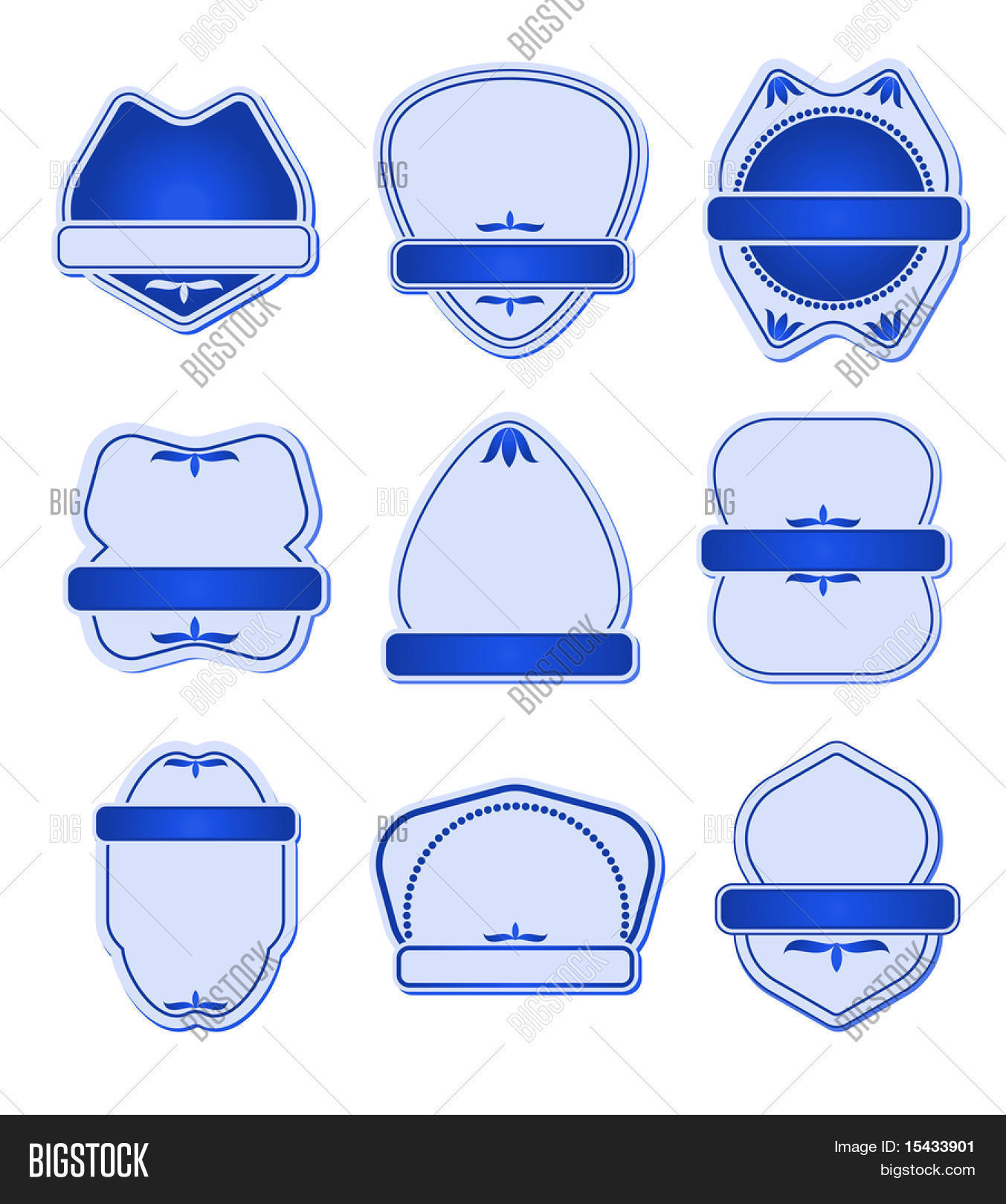 Set Blue Labels Design Image & Photo (Free Trial) | Bigstock