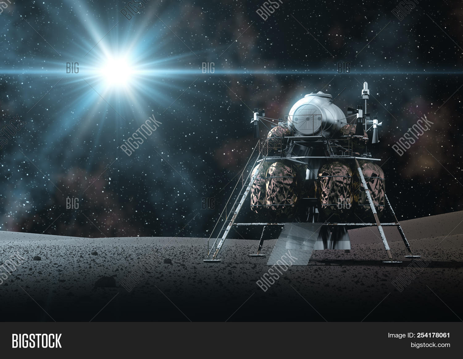 Space Lander On Rays Image & Photo (Free Trial) | Bigstock