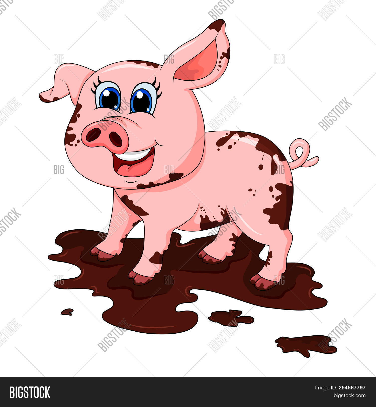 Dirty Pig Mud Cartoon Vector & Photo (Free Trial) | Bigstock