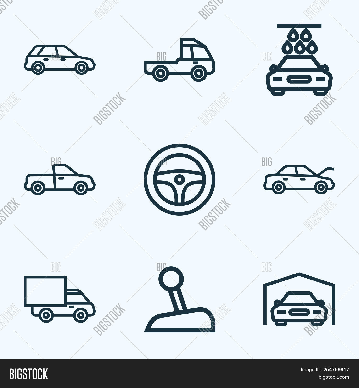 Auto Icons Line Style Image & Photo (Free Trial) | Bigstock