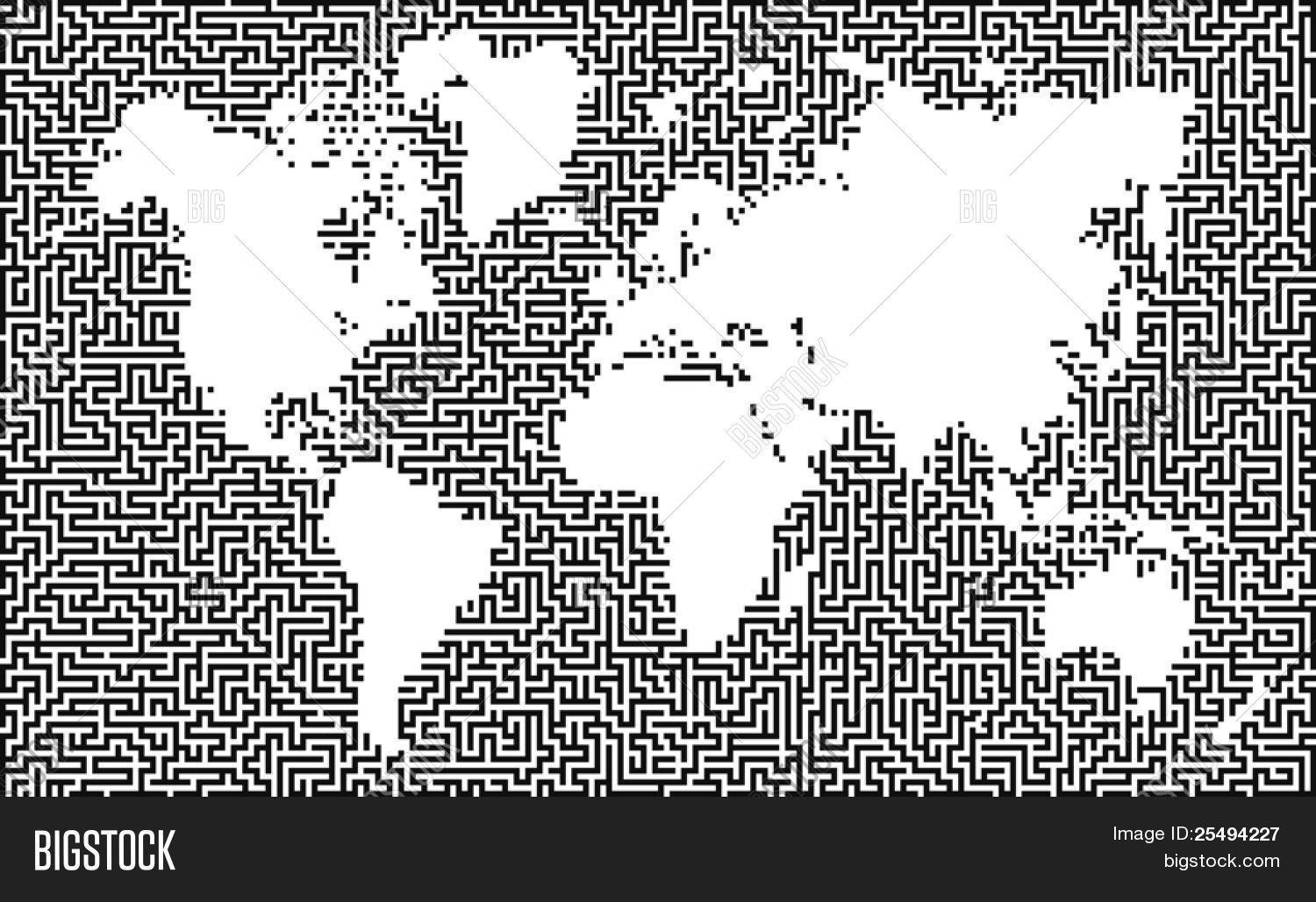 Vector Earth Maze Map Vector & Photo (Free Trial) | Bigstock