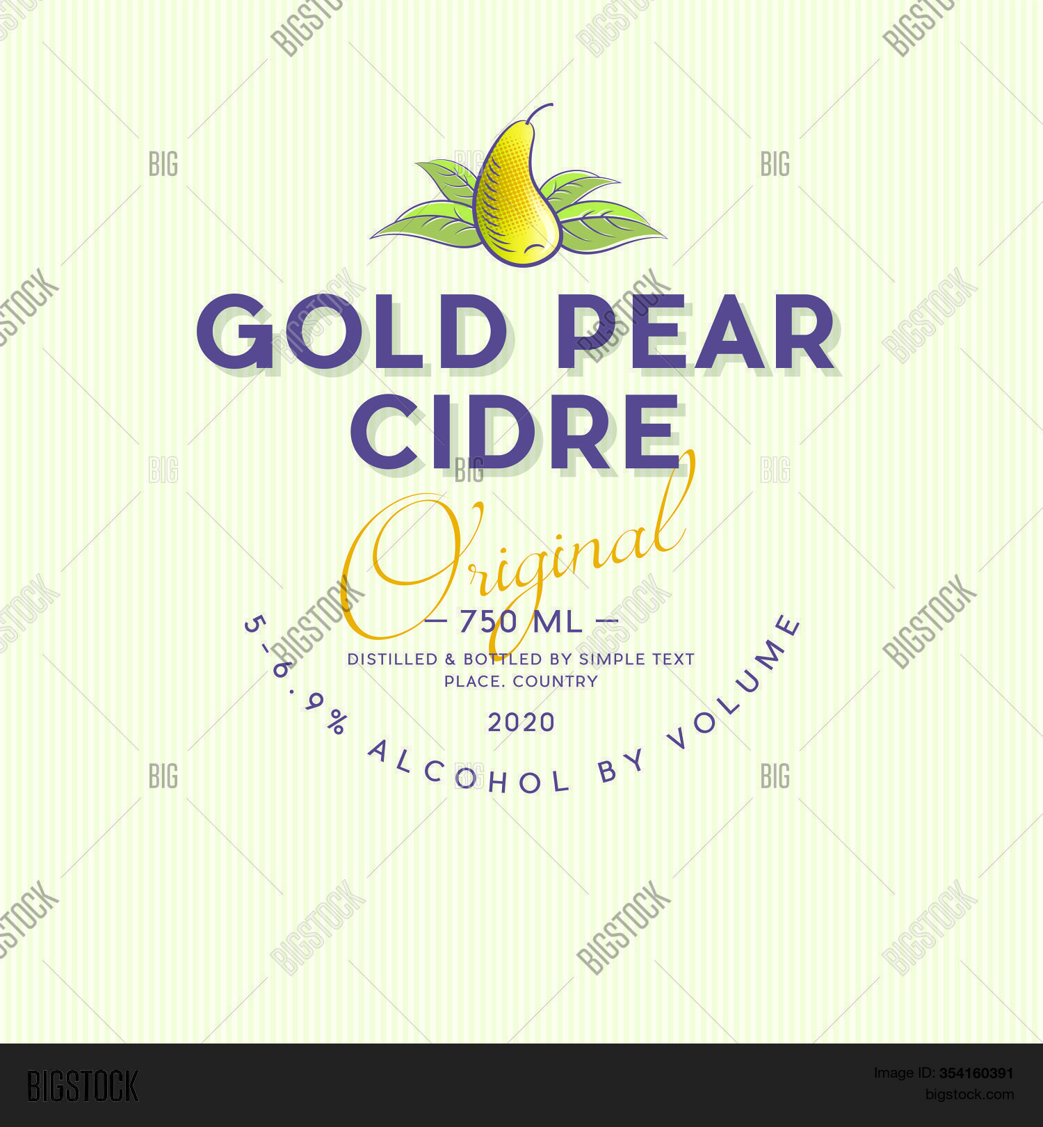 Gold Pear Cider Label Vector & Photo (Free Trial) | Bigstock