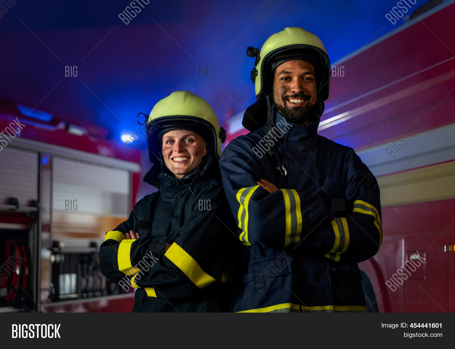 Happy Firefighters Man Image & Photo (Free Trial) | Bigstock