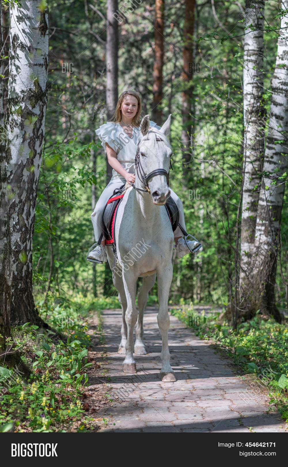 Girl Rides White Horse Image & Photo (Free Trial) | Bigstock