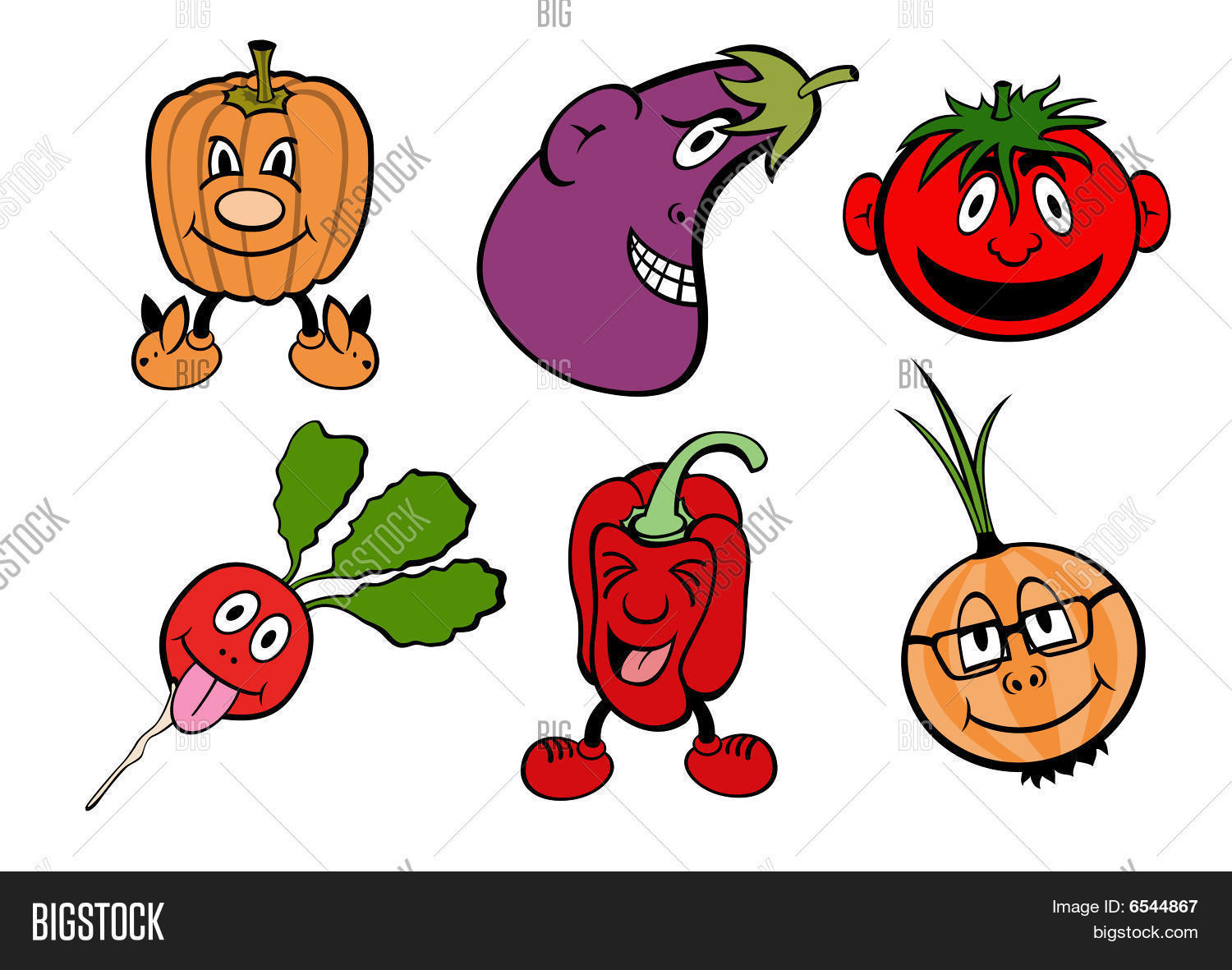 Funny Vegetable Icons Image & Photo (Free Trial) | Bigstock