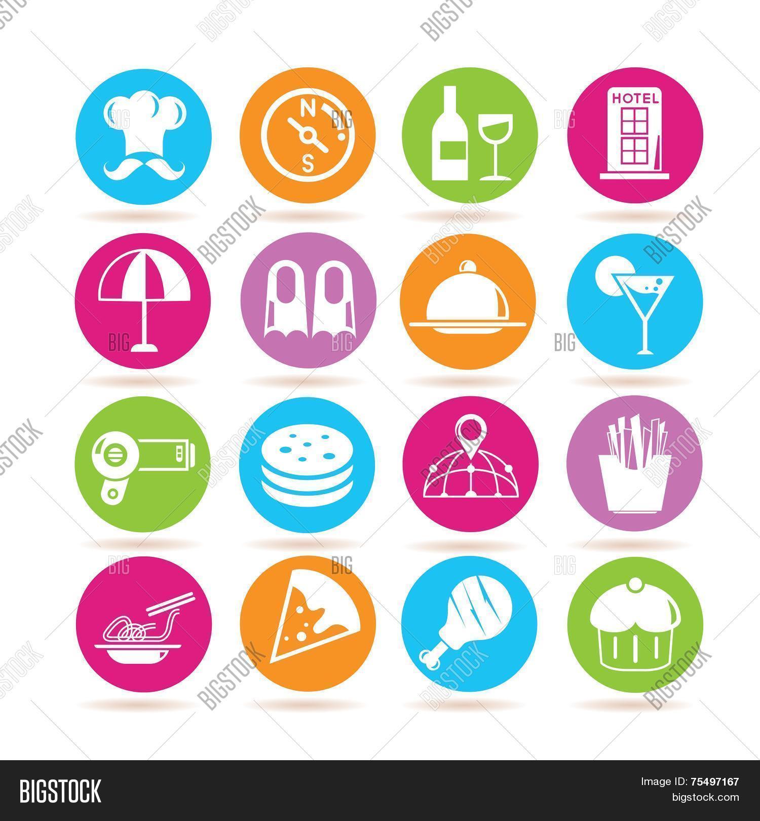Food Travel Icons Vector & Photo (Free Trial) | Bigstock