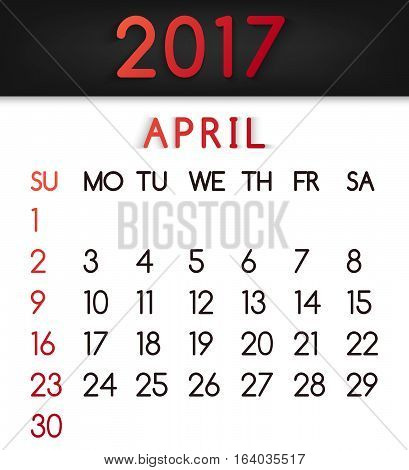 April 2017 Calendar Vector & Photo (Free Trial) | Bigstock