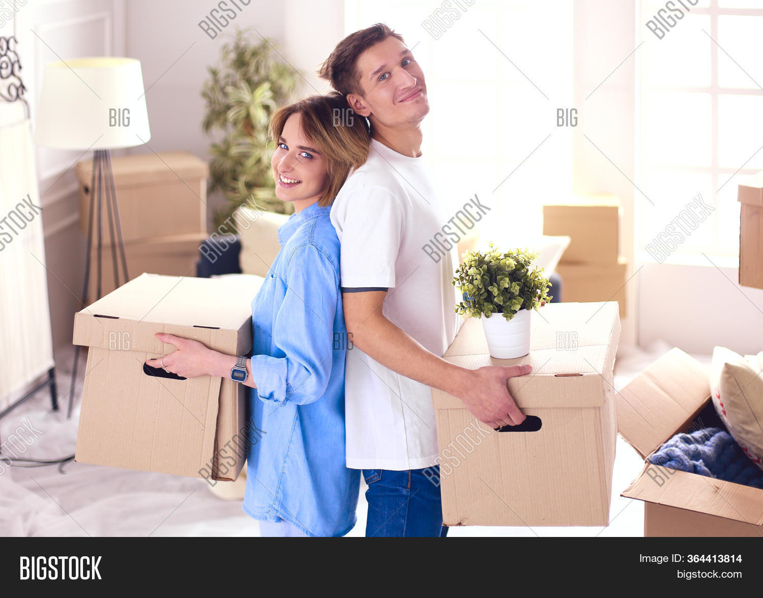 Girl Guy Holding Boxes Image & Photo (Free Trial) | Bigstock