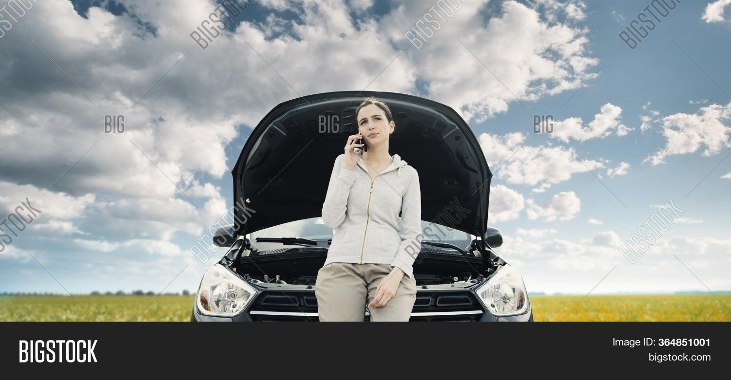 Woman Leaning On Car Image & Photo (Free Trial) | Bigstock