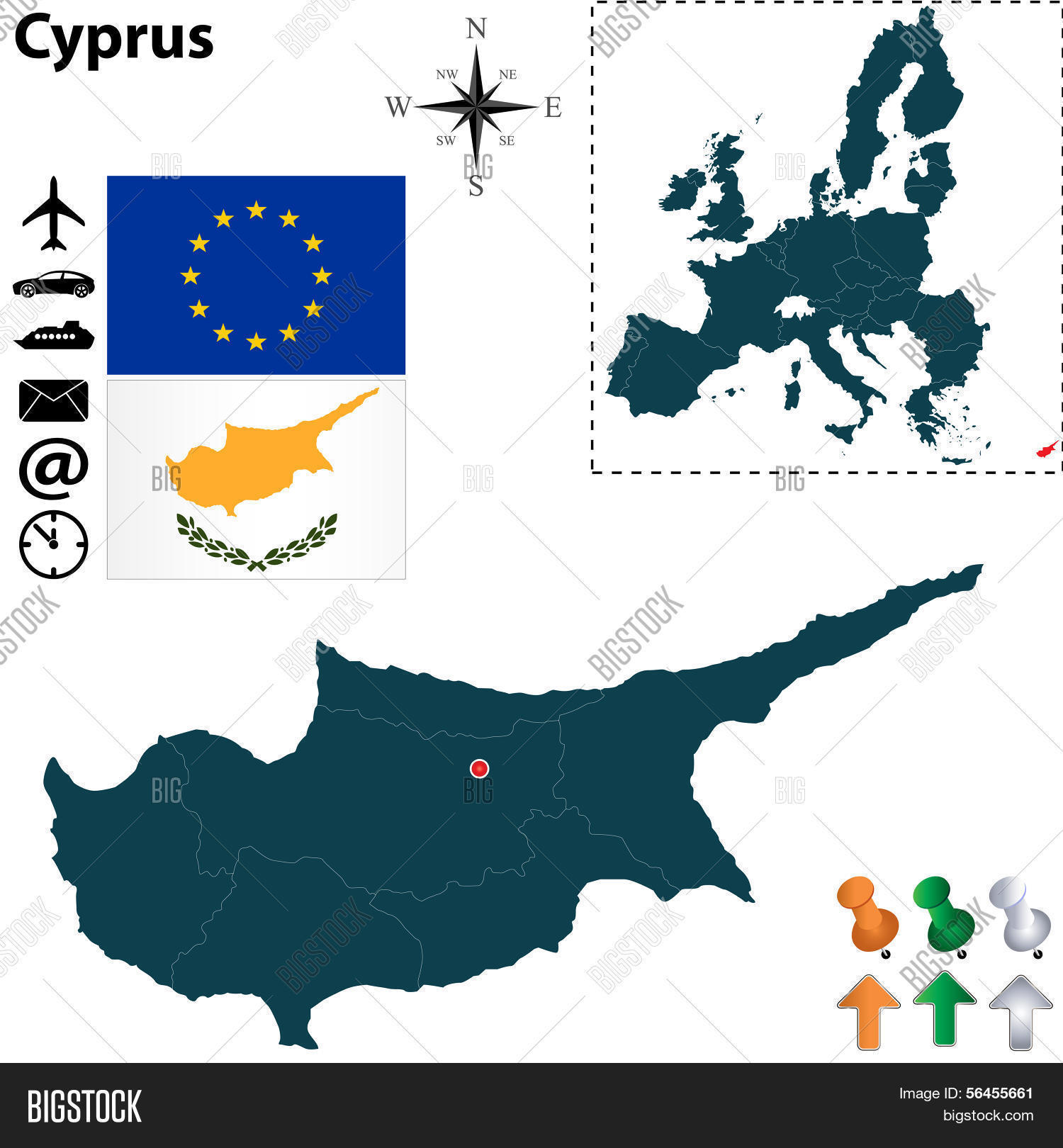 Map Cyprus European Vector & Photo (Free Trial) | Bigstock