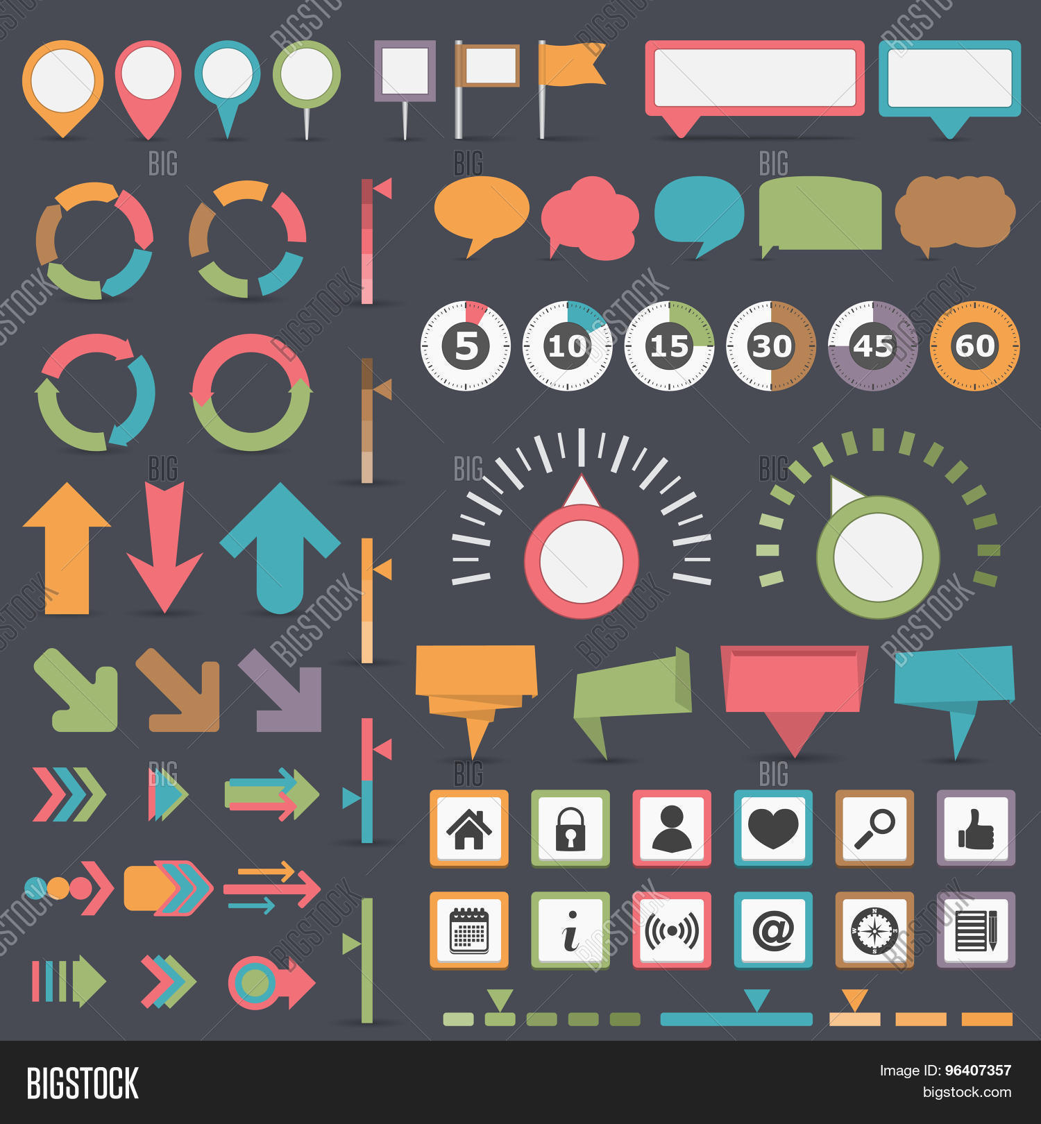 Map Markers Arrows Vector & Photo (Free Trial) | Bigstock