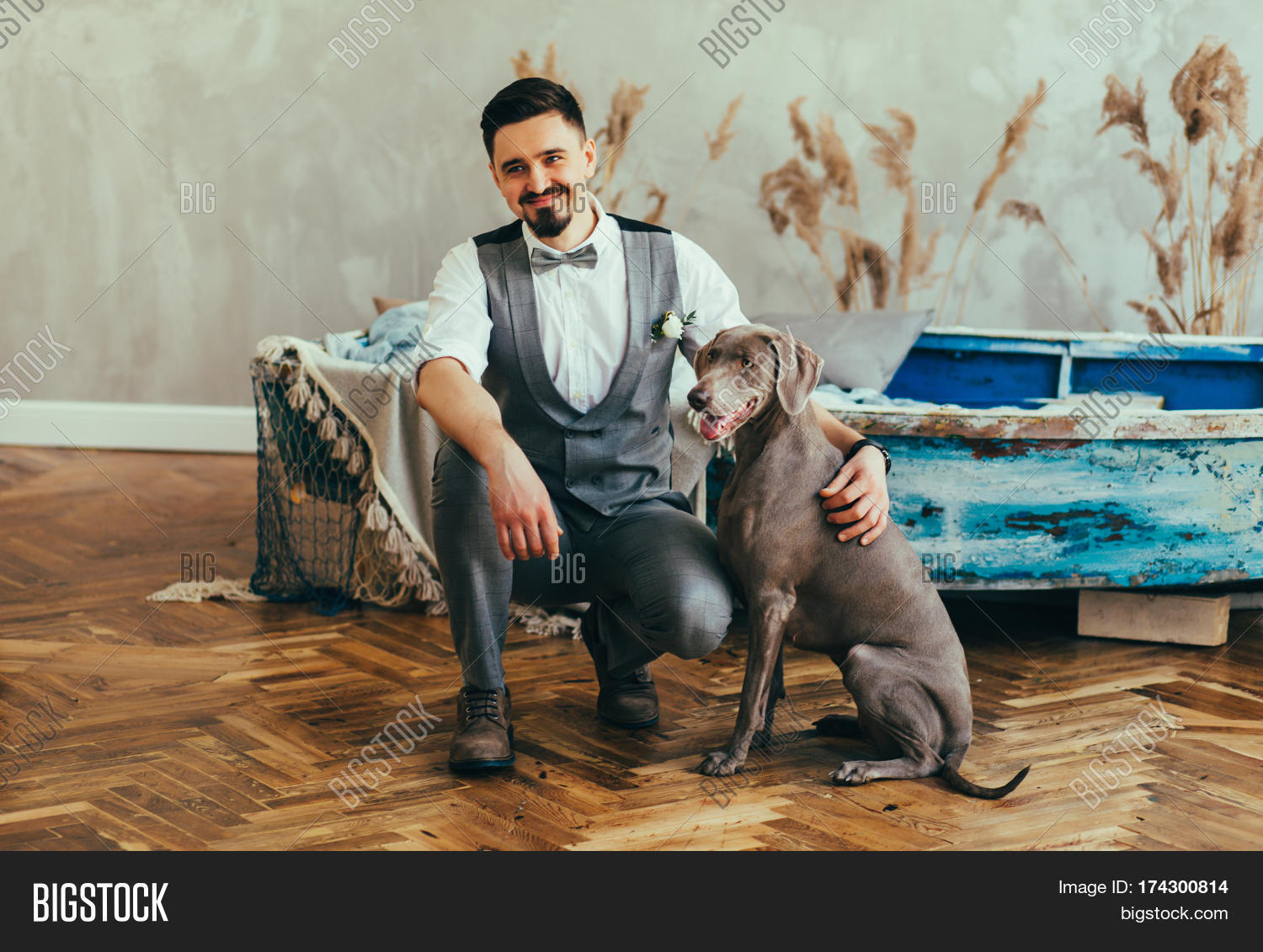 Happy Man Dog Gray Image & Photo (Free Trial) | Bigstock