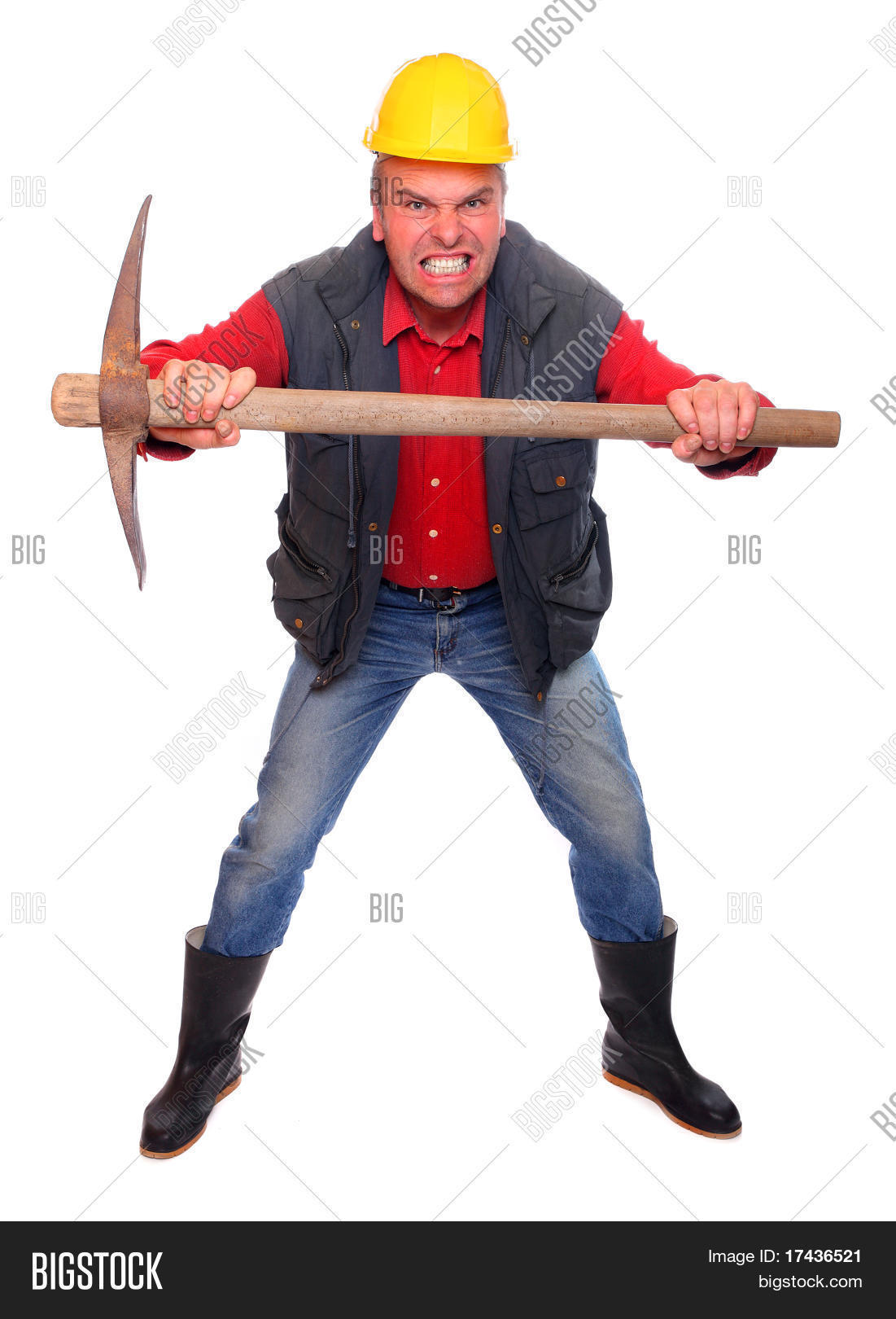 Angry Worker Pick Axe Image & Photo (Free Trial) | Bigstock