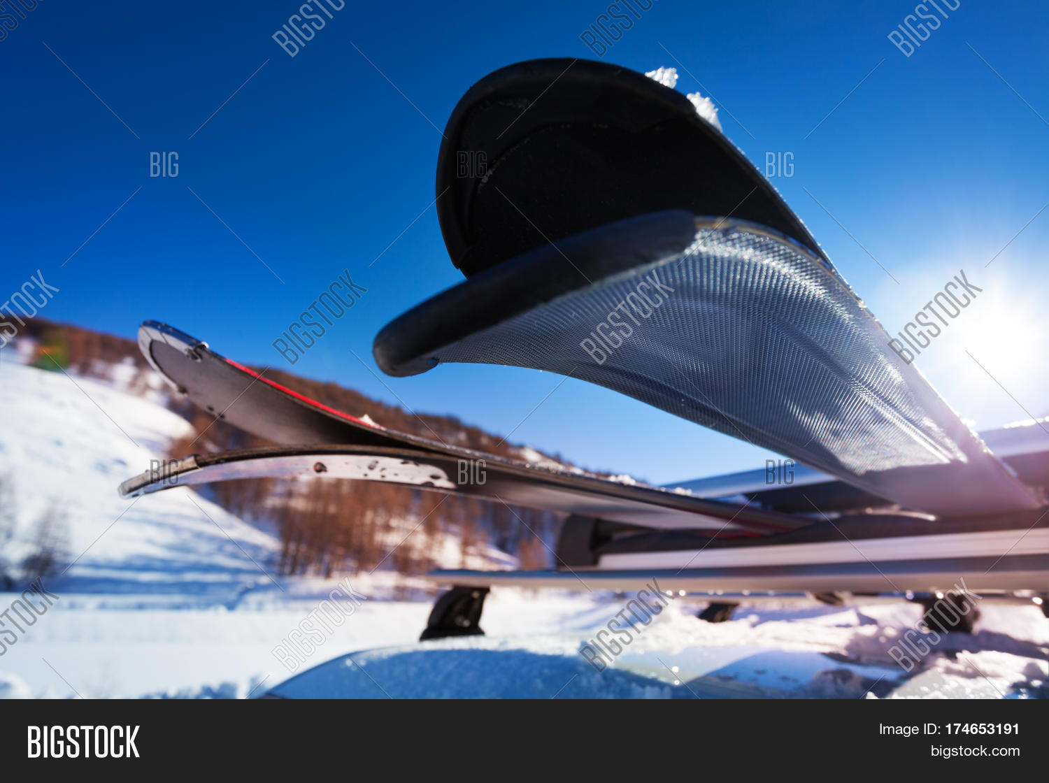 Two Pairs Skis On Car Image & Photo (Free Trial) | Bigstock