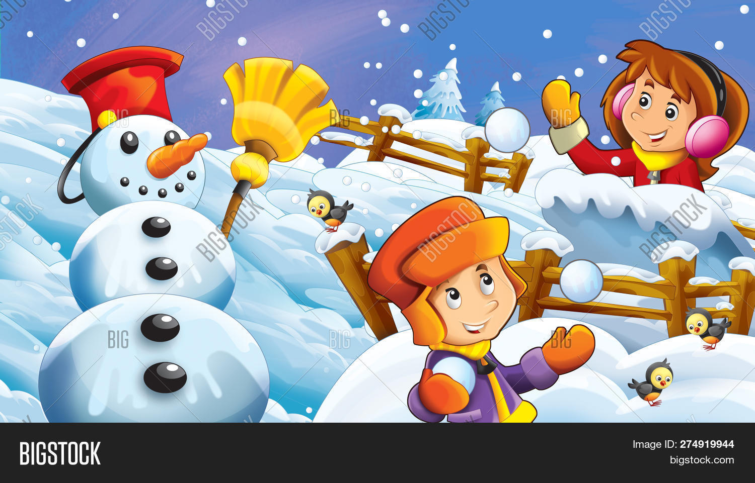 Cartoon Winter Scene Image & Photo (Free Trial) | Bigstock