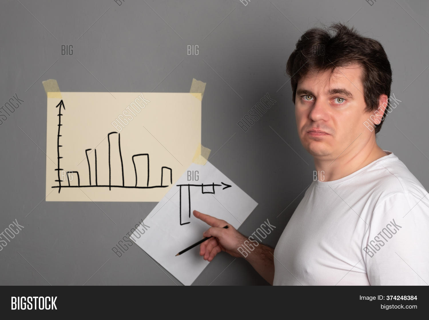 Sad Man Draws Graph Image & Photo (Free Trial) | Bigstock