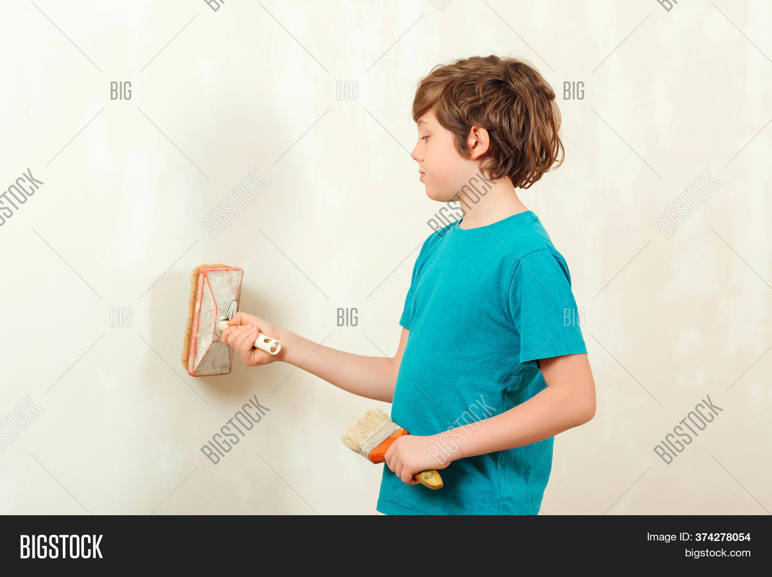 Cute Boy Painting Wall Image & Photo (Free Trial) | Bigstock