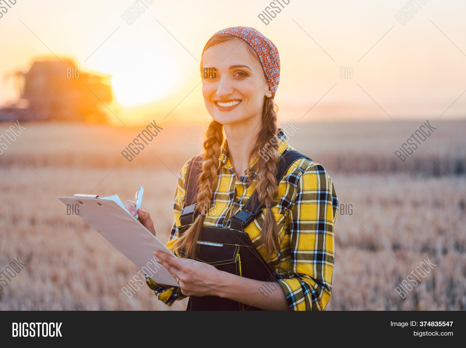 Farmer Woman Combine Image & Photo (Free Trial) | Bigstock