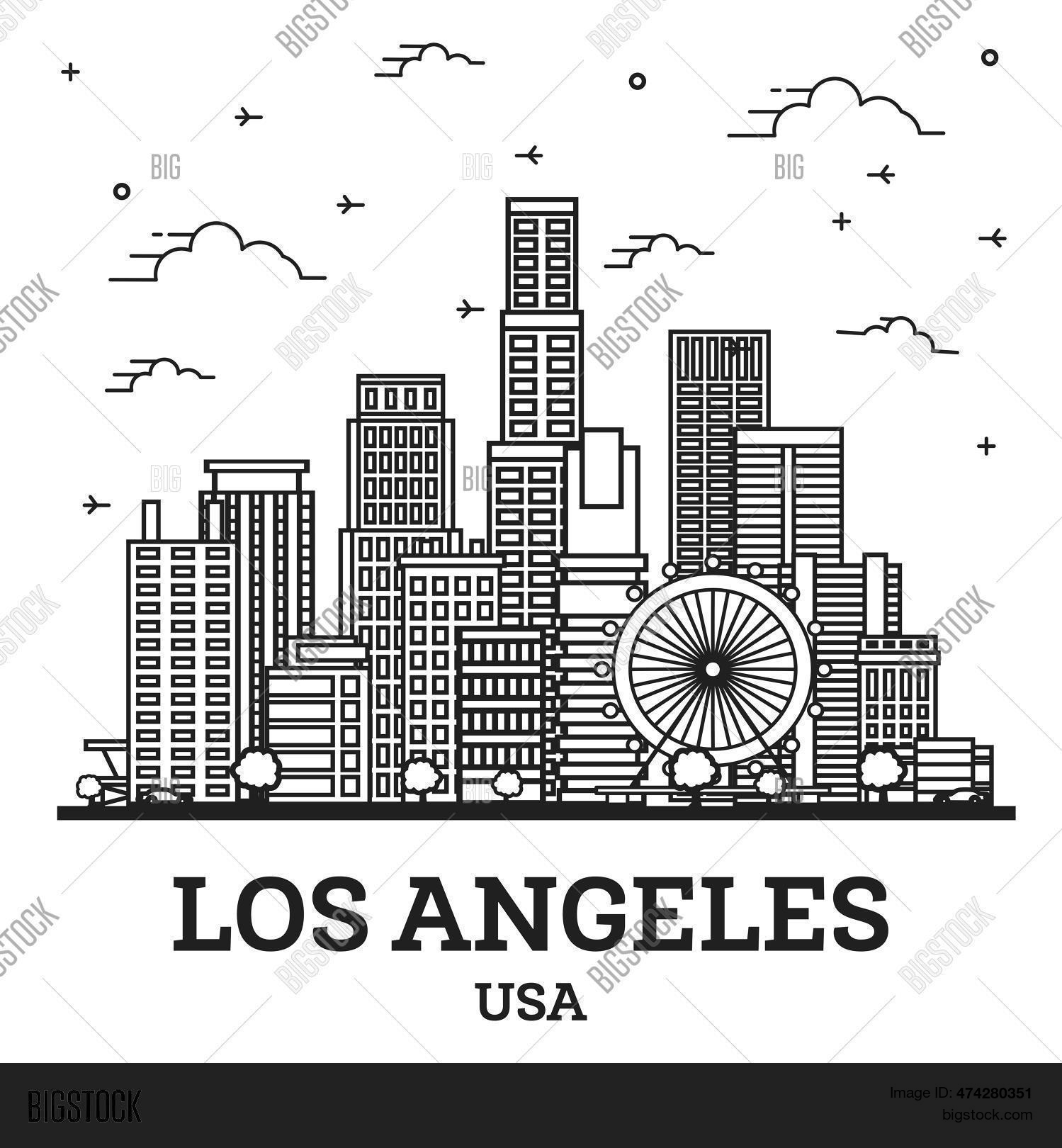 Outline Los Angeles Vector & Photo (Free Trial) | Bigstock