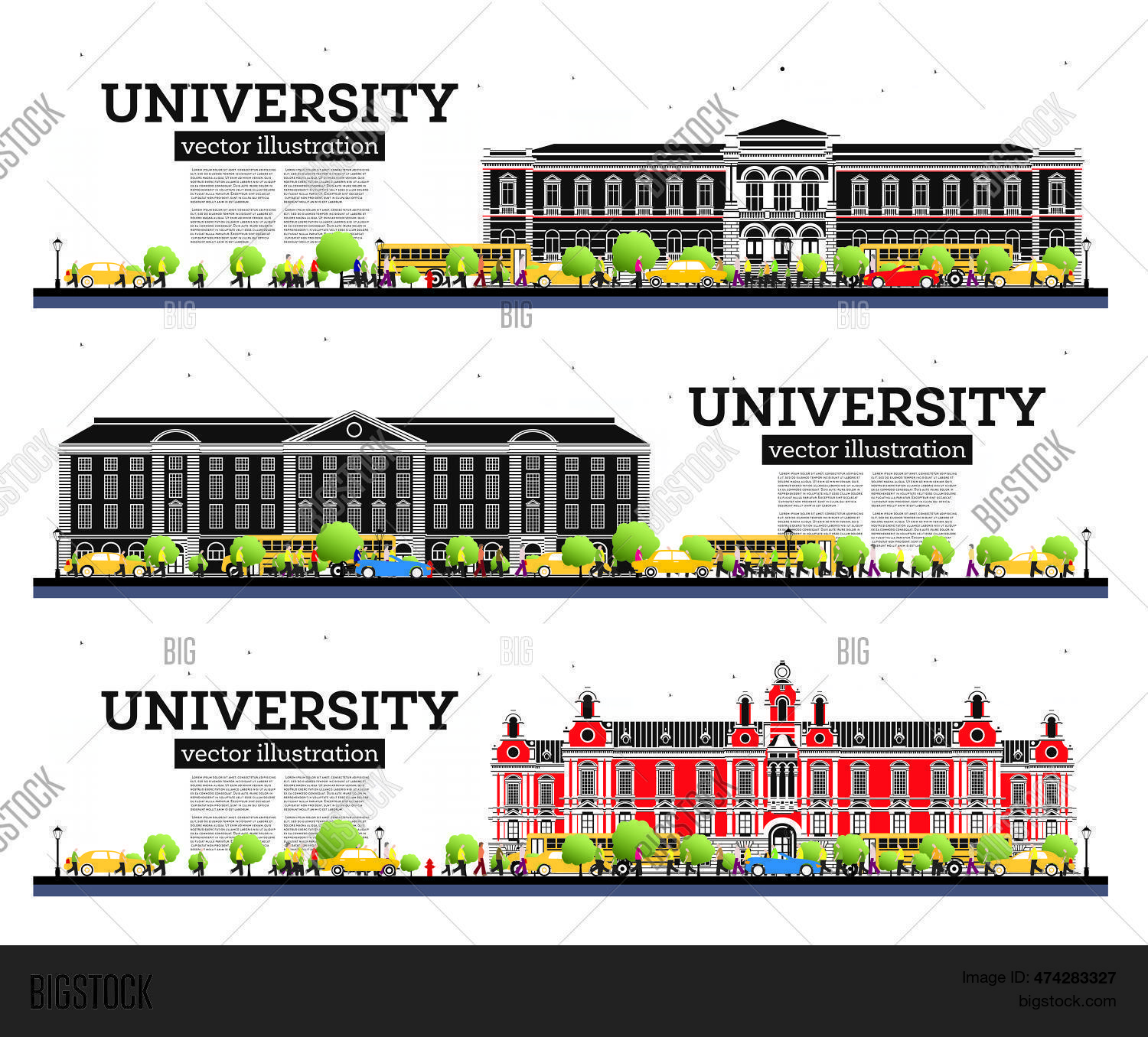 University Campus Set Vector & Photo (Free Trial) | Bigstock