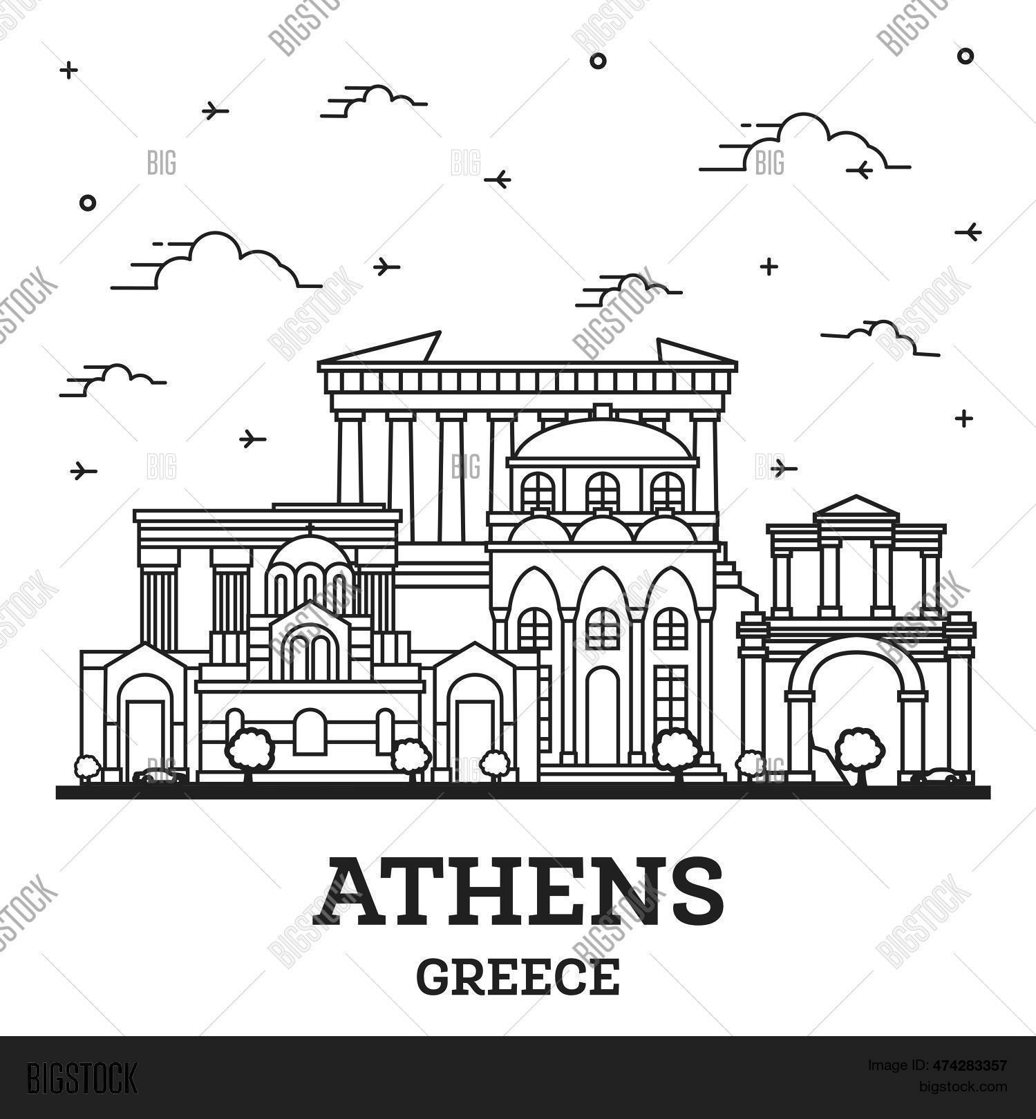 Outline Athens Greece Vector & Photo (Free Trial) | Bigstock