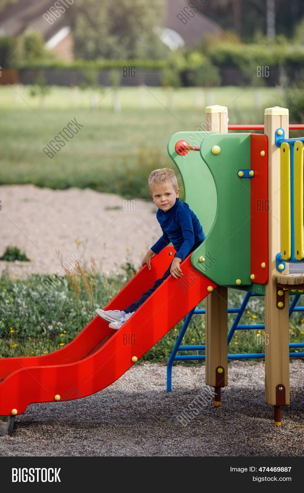Cute Kid Slides On Image & Photo (Free Trial) | Bigstock