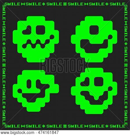 Neon Green Smile Icon Vector & Photo (Free Trial) | Bigstock