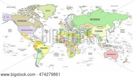 Detailed World Map Vector & Photo (Free Trial) | Bigstock