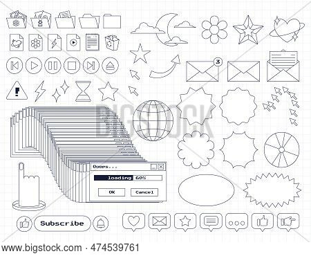 Set Retro Computer Ui Vector & Photo (Free Trial) | Bigstock