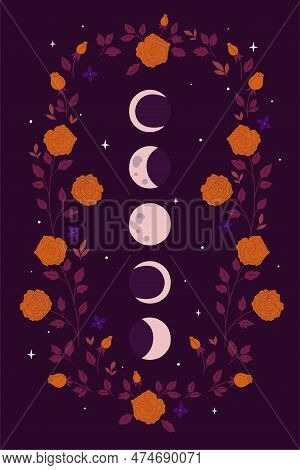 Moon Phases Flowers Vector & Photo (Free Trial) | Bigstock