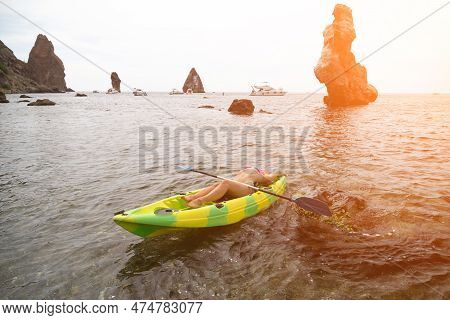 Woman Kayak Sea. Happy Image & Photo (Free Trial) | Bigstock