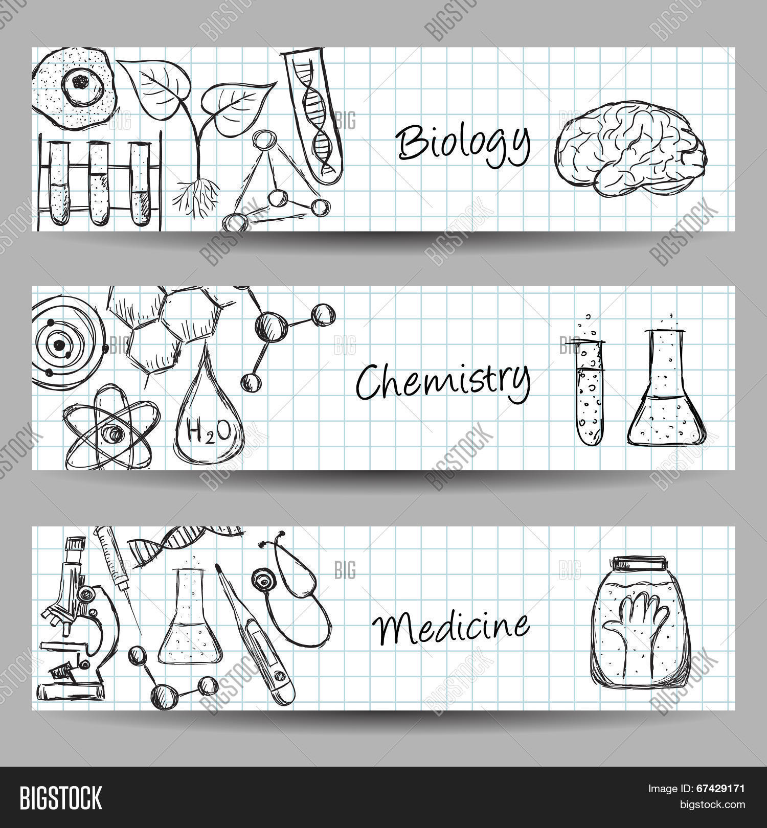 Set Science Banners Vector & Photo (Free Trial) | Bigstock