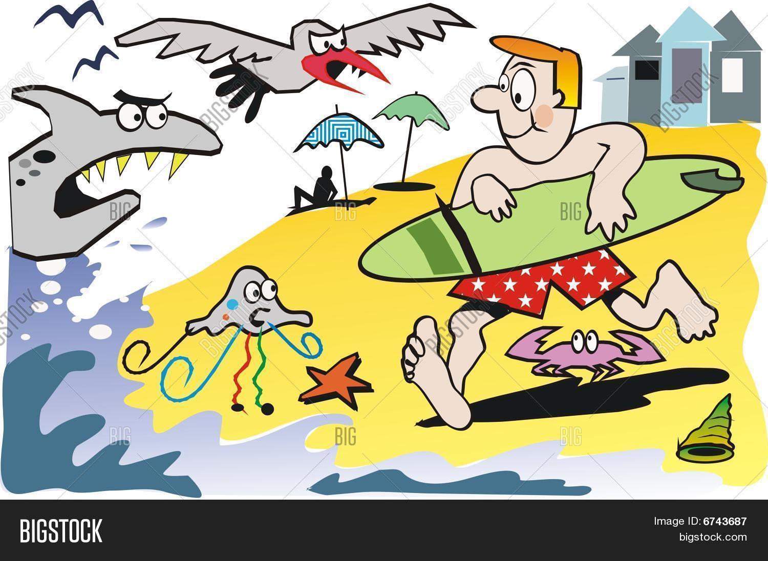 Beach Surfer Cartoon Vector & Photo (Free Trial) | Bigstock