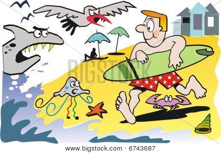 Beach Surfer Cartoon Vector & Photo (Free Trial) | Bigstock