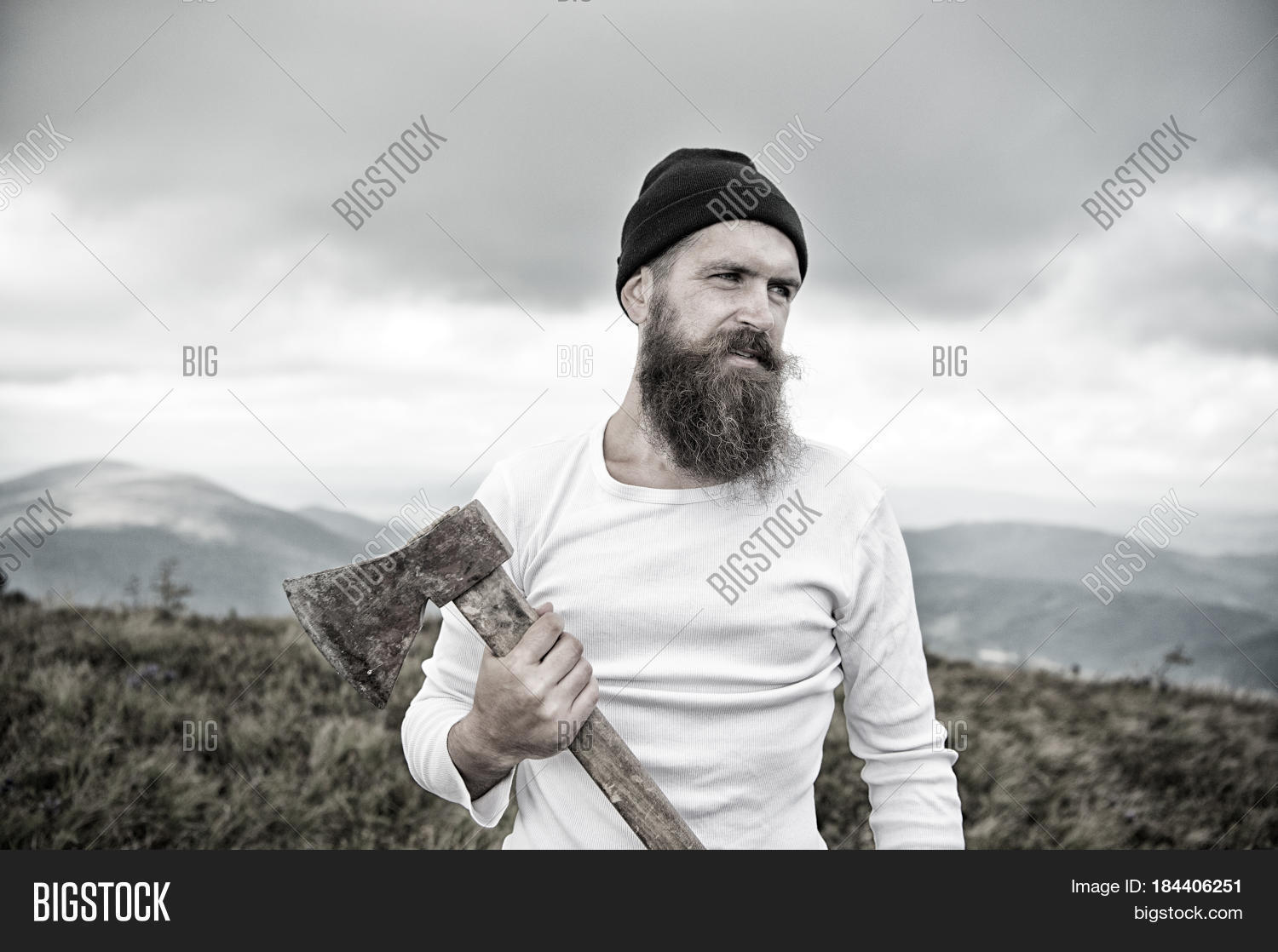 Bearded Man, Holds Axe Image & Photo (Free Trial) | Bigstock