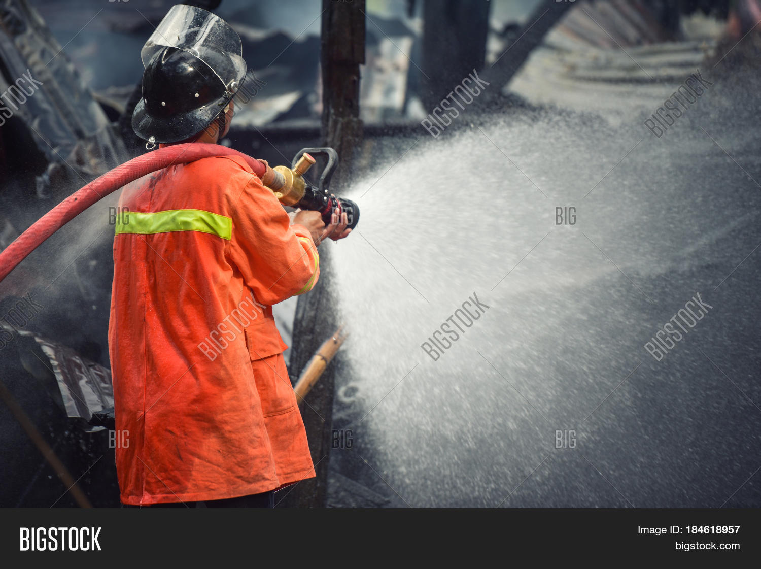Firefighters Spraying Image & Photo (Free Trial) | Bigstock