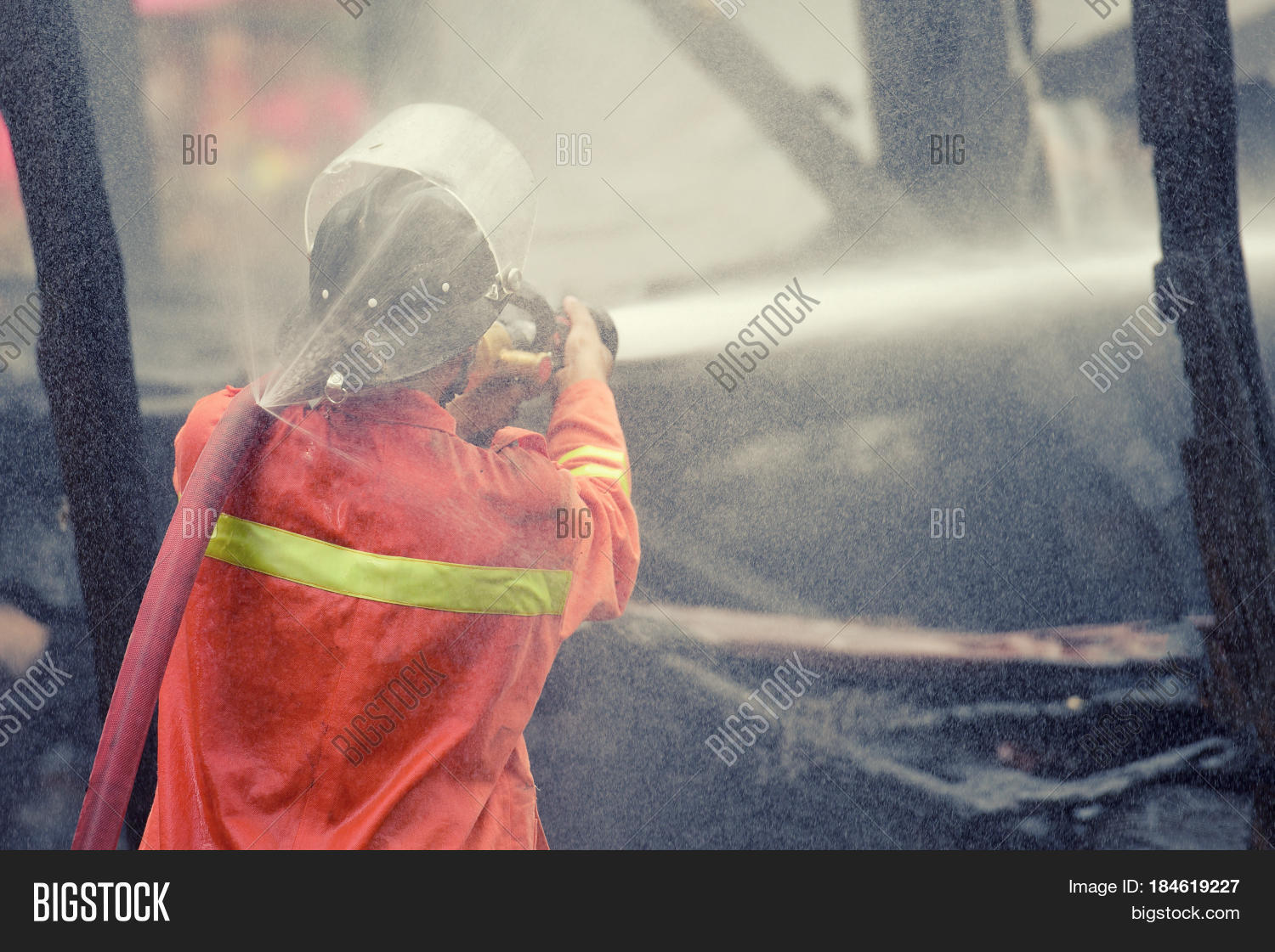 Firefighters Spraying Image & Photo (Free Trial) | Bigstock