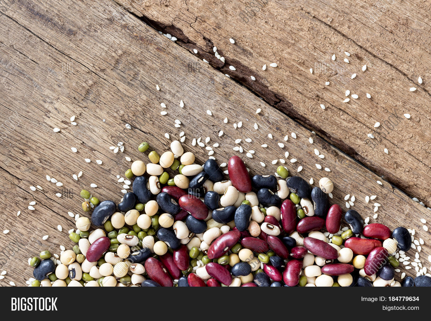 Mix Beans On Wood Image & Photo (Free Trial) | Bigstock