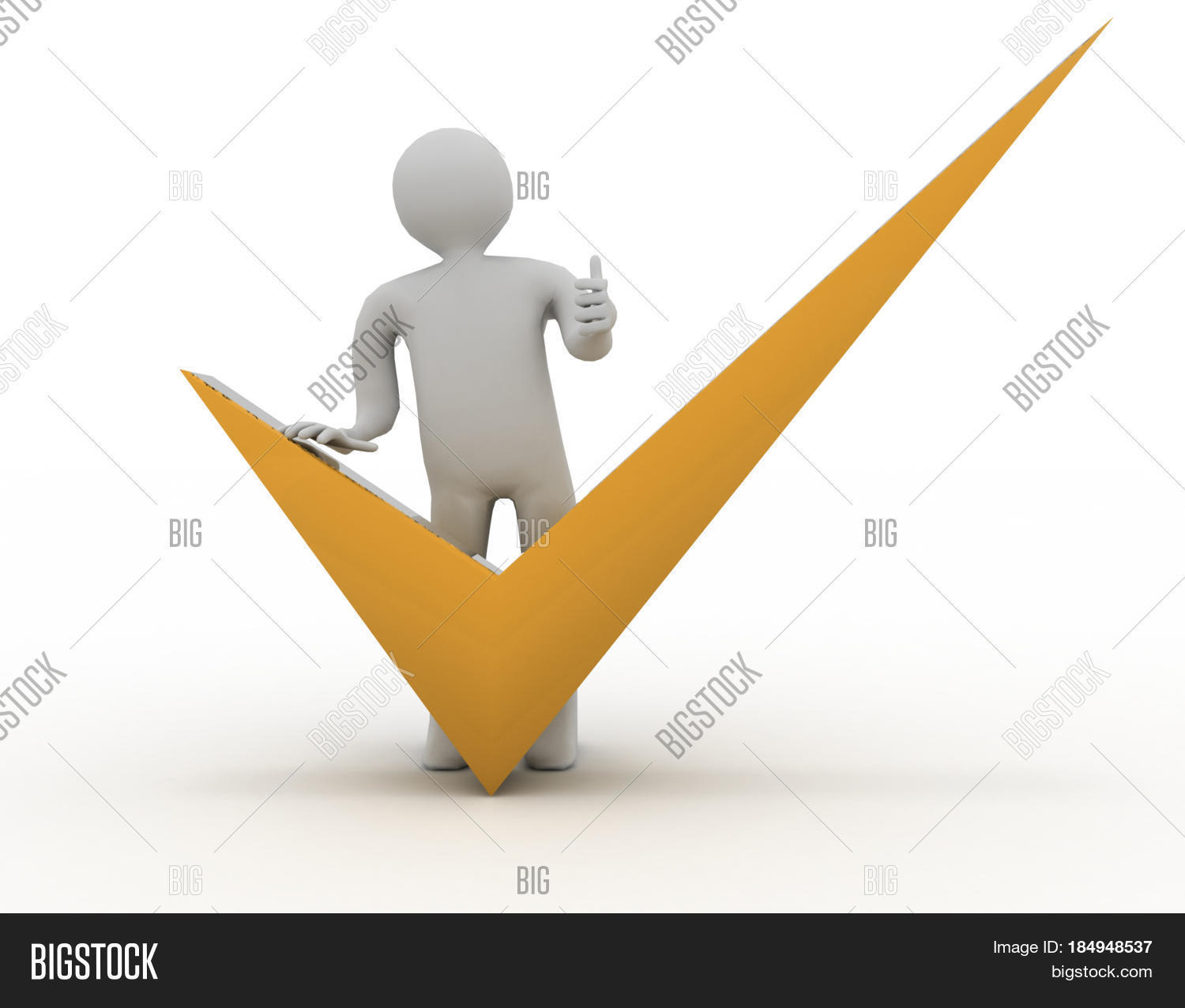 3D Man Huge Tick Thumb Image & Photo (Free Trial) | Bigstock