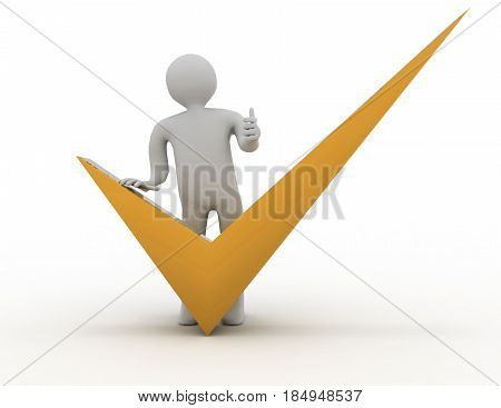 3D Man Huge Tick Thumb Image & Photo (Free Trial) | Bigstock