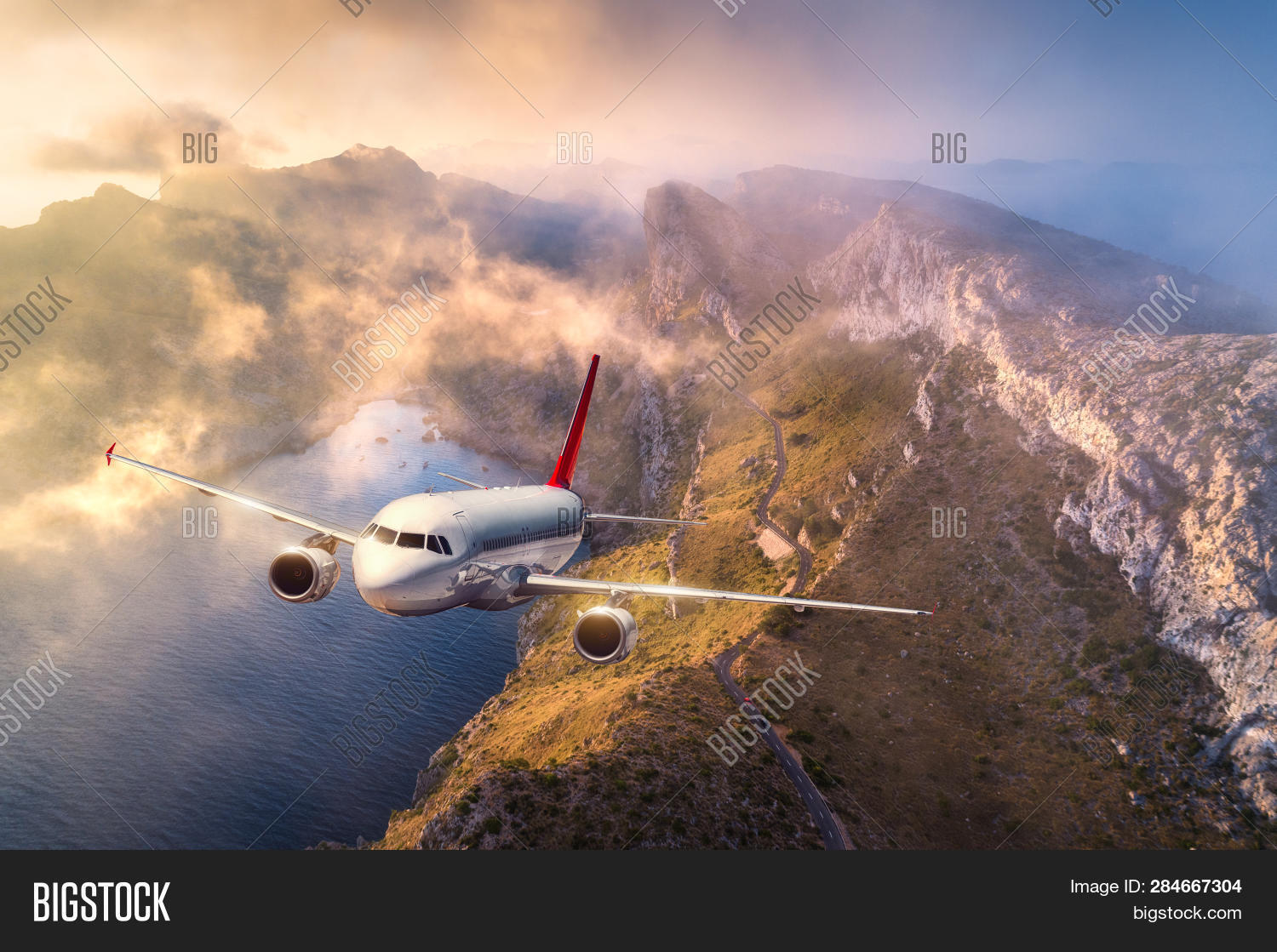 Airplane Flying Over Image & Photo (Free Trial) | Bigstock