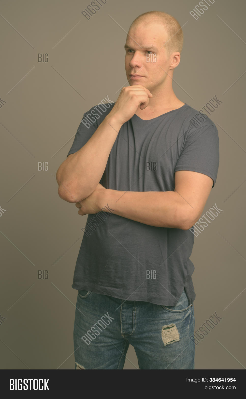 Bald Man Wearing Blue Image & Photo (Free Trial) | Bigstock