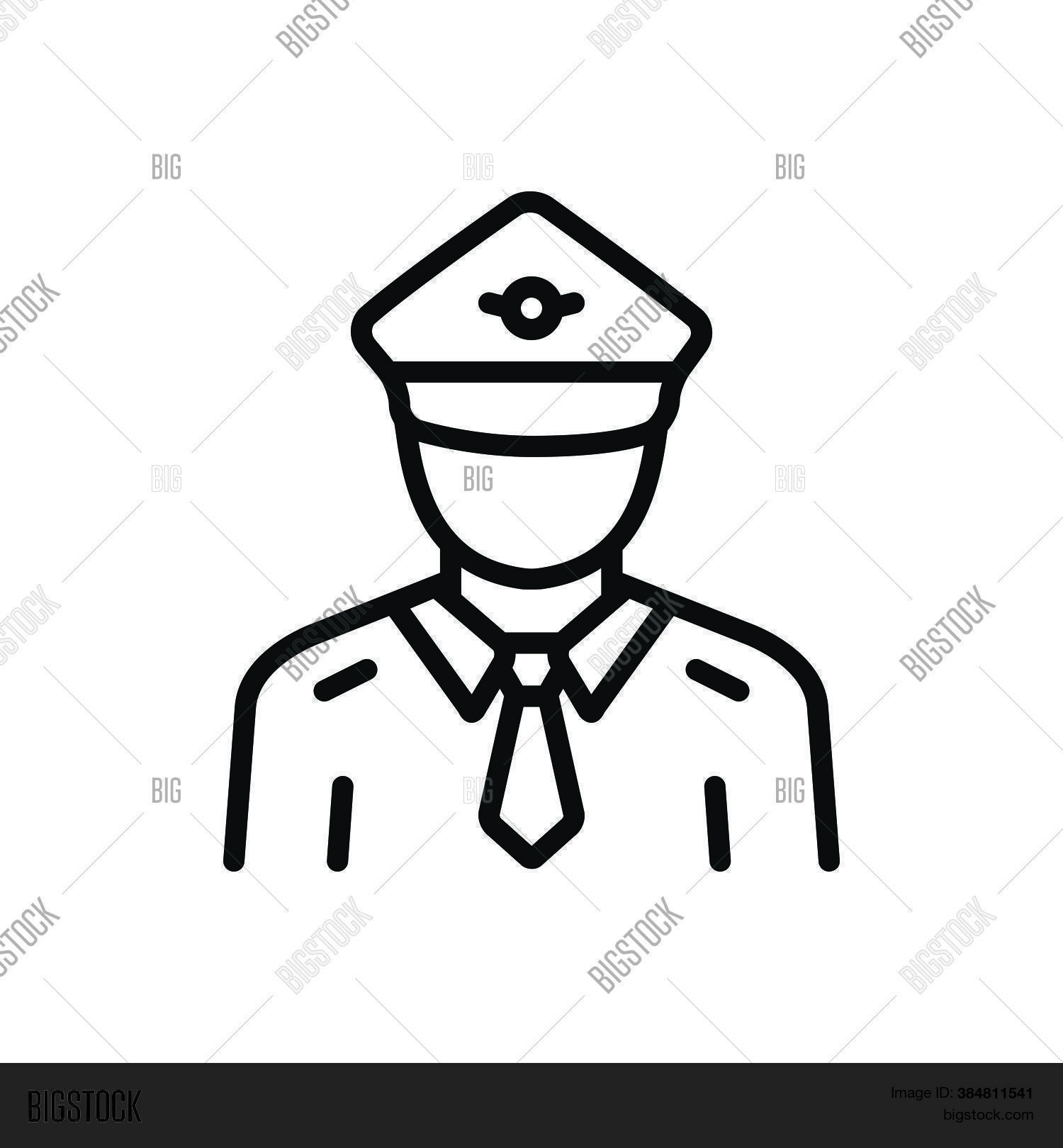 Black Line Icon Pilot Vector & Photo (Free Trial) | Bigstock