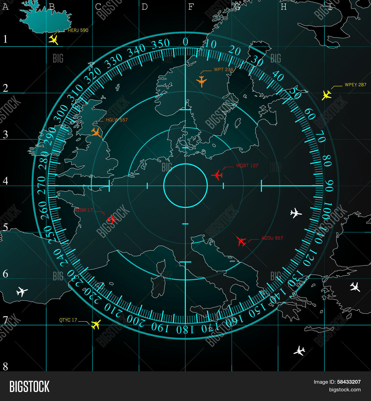 Blue Radar Screen Vector & Photo (Free Trial) | Bigstock