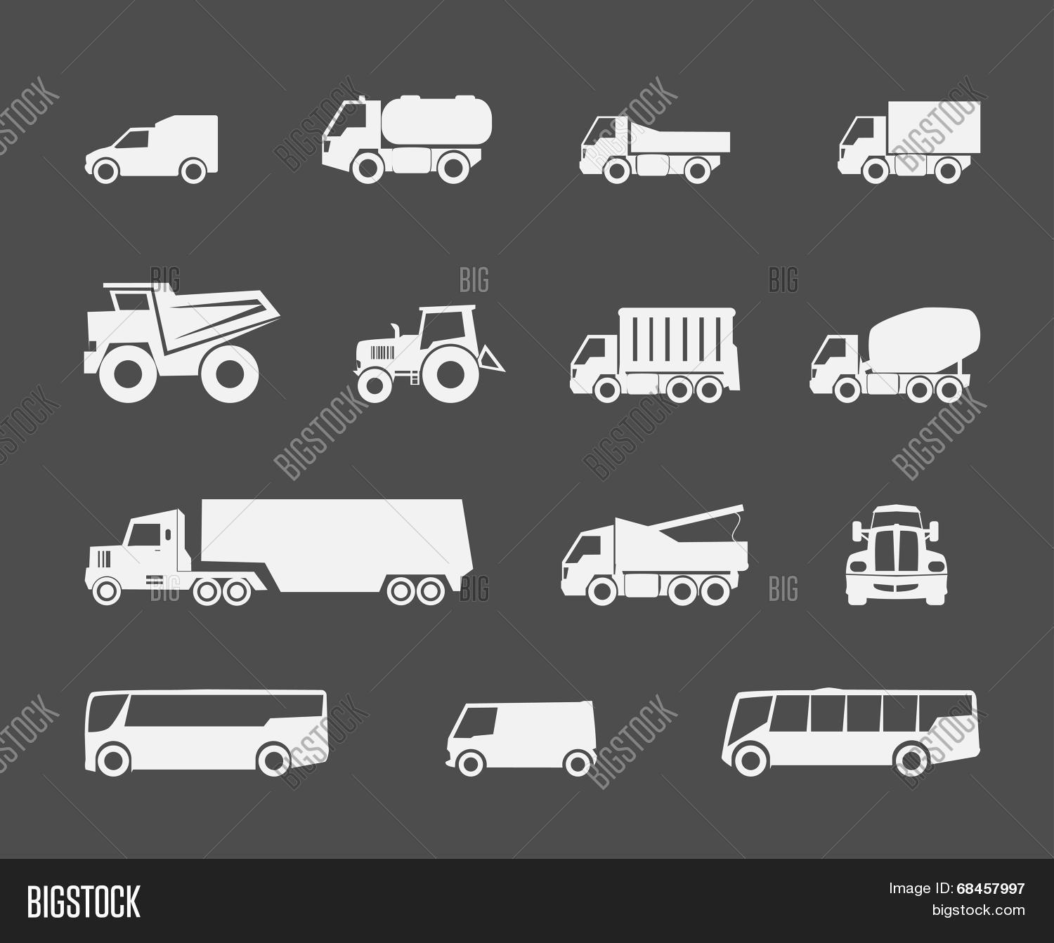 Trucks Buses Icons Vector & Photo (Free Trial) | Bigstock