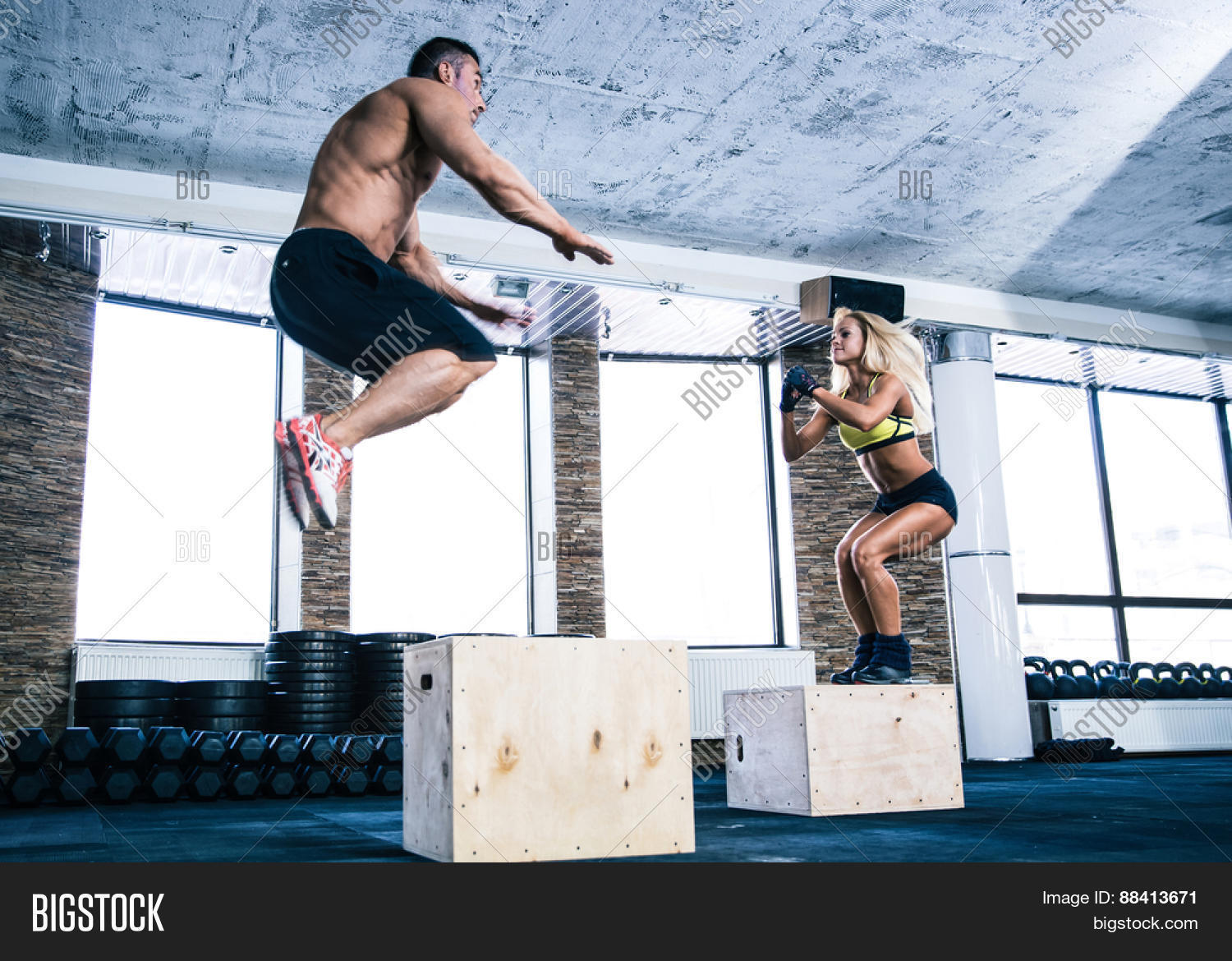 Man Woman Jumping On Image & Photo (Free Trial) | Bigstock