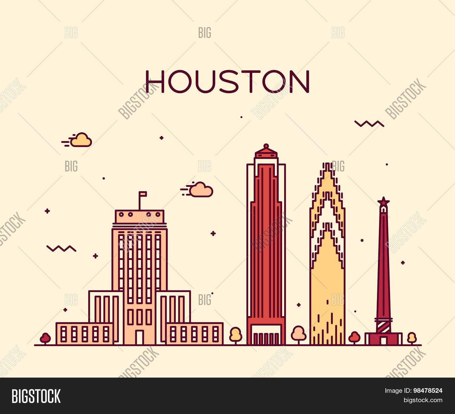 Houston Skyline Vector & Photo (Free Trial) | Bigstock