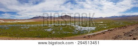 A valley in the highlands of the Atacama Desert along the road to El ...