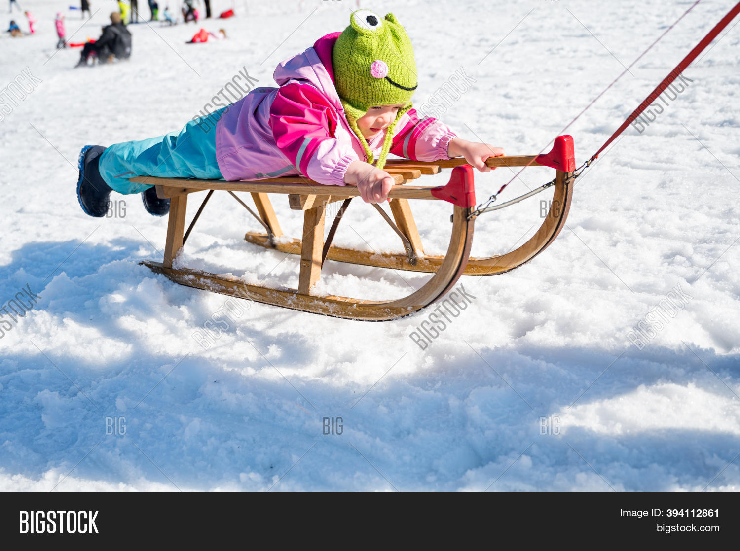 Cute Girl On Sledge Image & Photo (Free Trial) | Bigstock